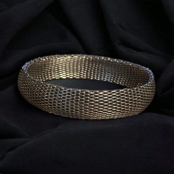 Vintage | Jewelry | Vintage Silver Tone Flexible Mesh Bangle Bracelet ...